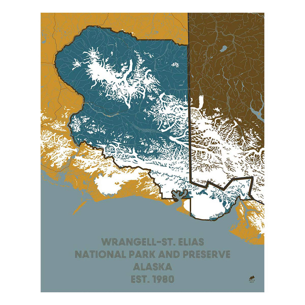 Wrangell-St. Elias National Park & Preserve Map Poster | Muir Way