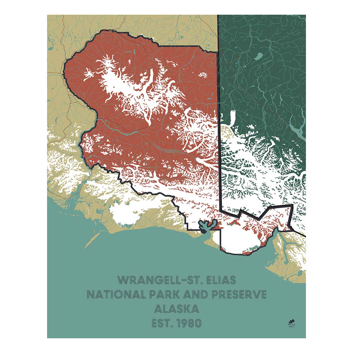 Wrangell-St. Elias National Park & Preserve Map Poster | Muir Way