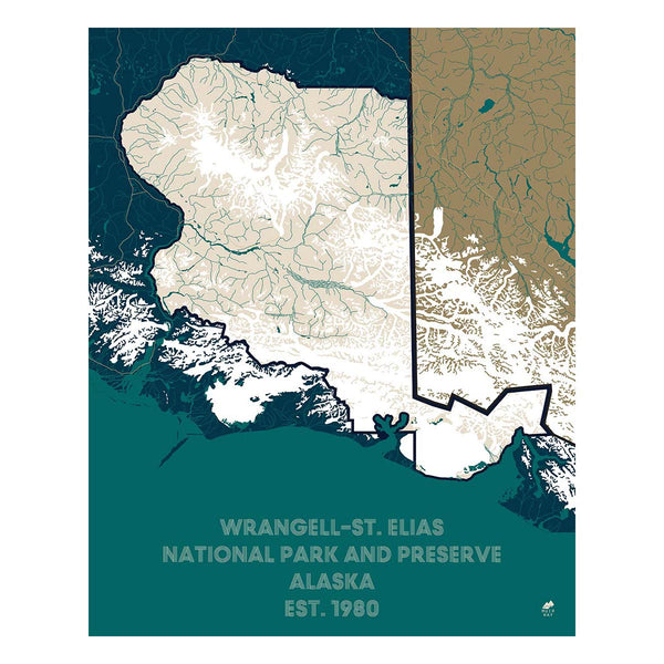 Wrangell-St. Elias National Park & Preserve Map Poster | Muir Way