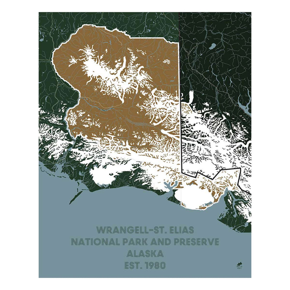 Wrangell-St. Elias National Park & Preserve Map Poster | Muir Way