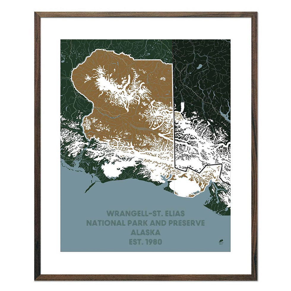 Wrangell-St. Elias National Park & Preserve Map Poster | Muir Way