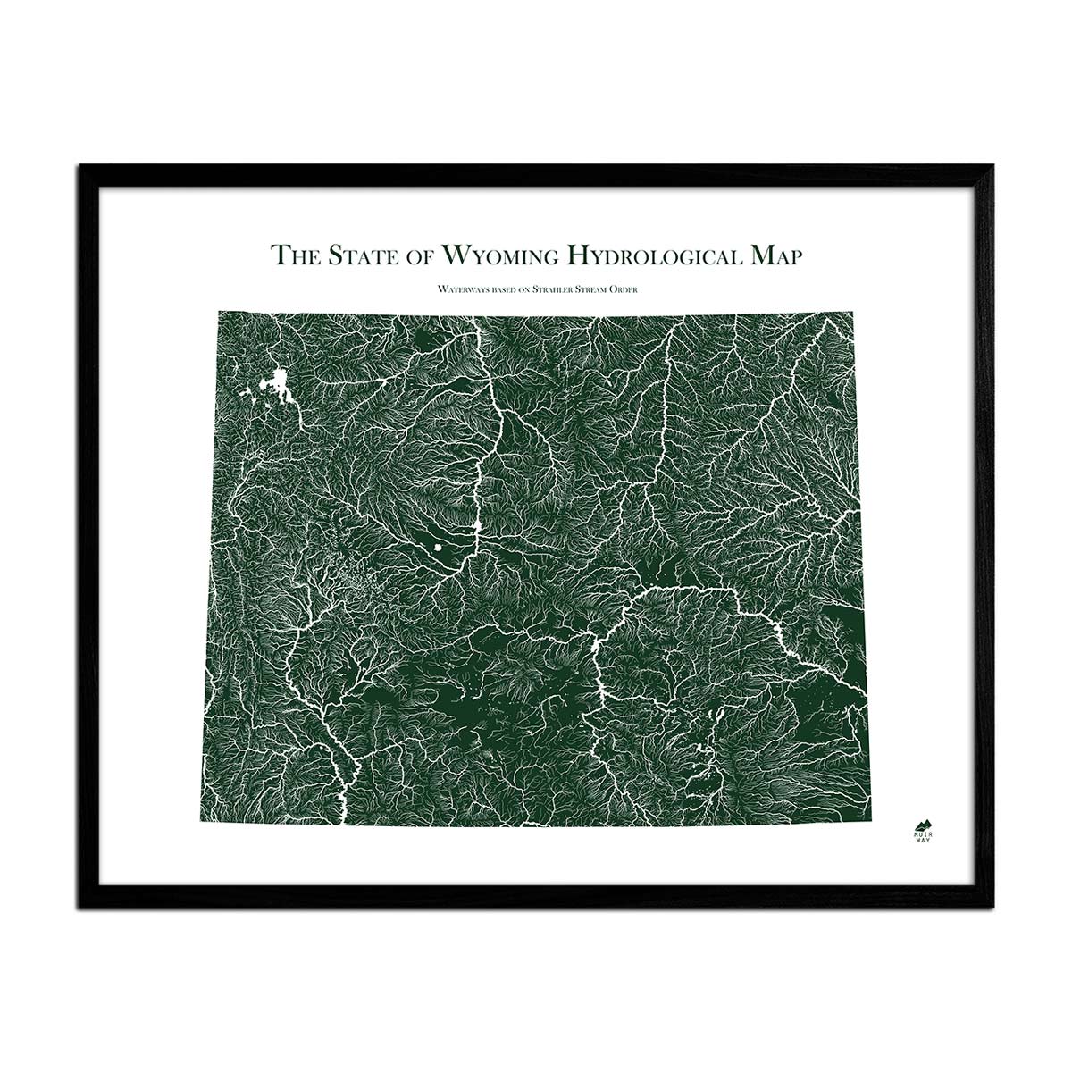 Wyoming Hydrology Series Map | Map of rivers, streams & more - Muir Way