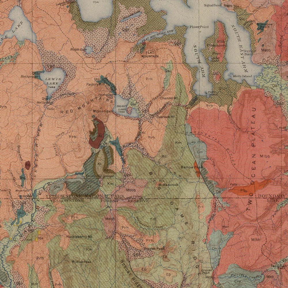 Yellowstone Geologic Map of the National Park and Forest Preserve 1904 ...