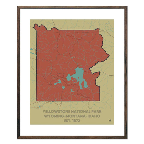 Yellowstone National Park Poster | National Park Map | Muir Way