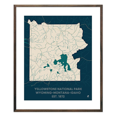Yellowstone National Park Poster | National Park Map | Muir Way