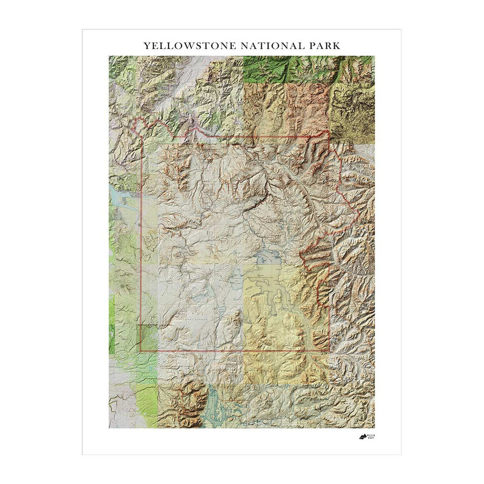 Yellowstone Shaded Relief Map – Muir Way