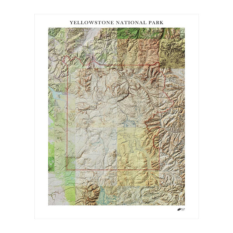 Yellowstone Shaded Relief Map - Muir Way
