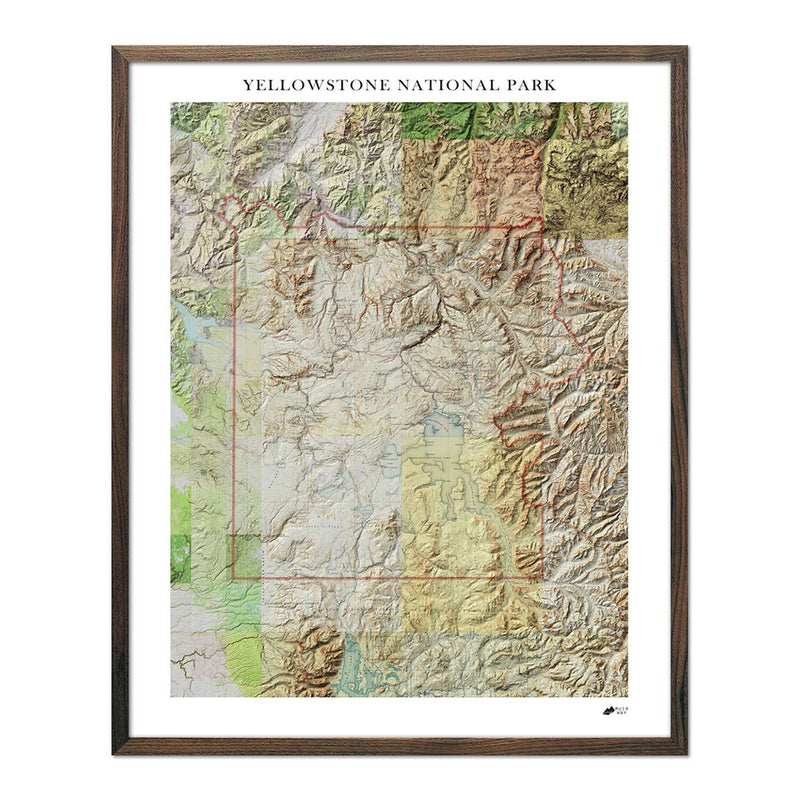 Yellowstone Shaded Relief Map - Muir Way